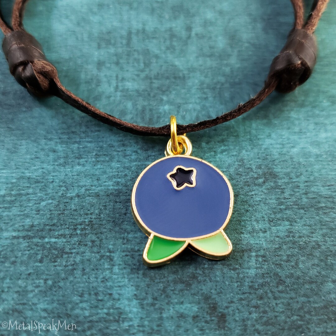 Blueberry Necklace Blueberry Jewelry Fruit Pendant Food Charm Leather ...