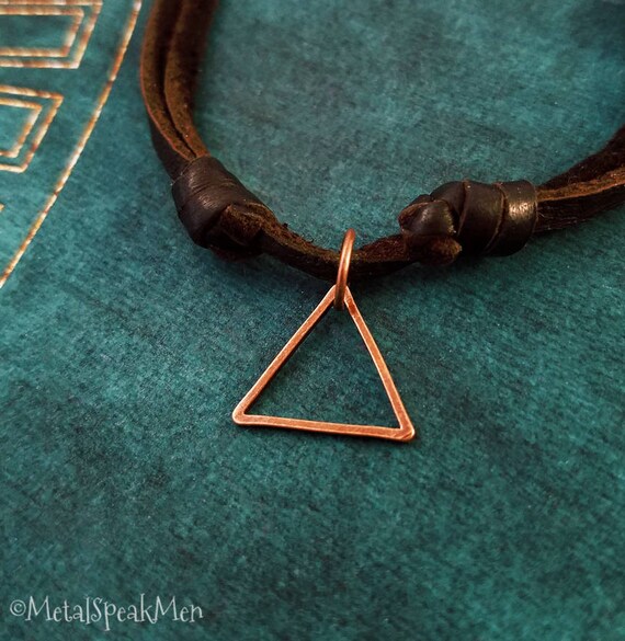 Triangle Necklace SMALL Copper Triangle Charm Necklace - Etsy