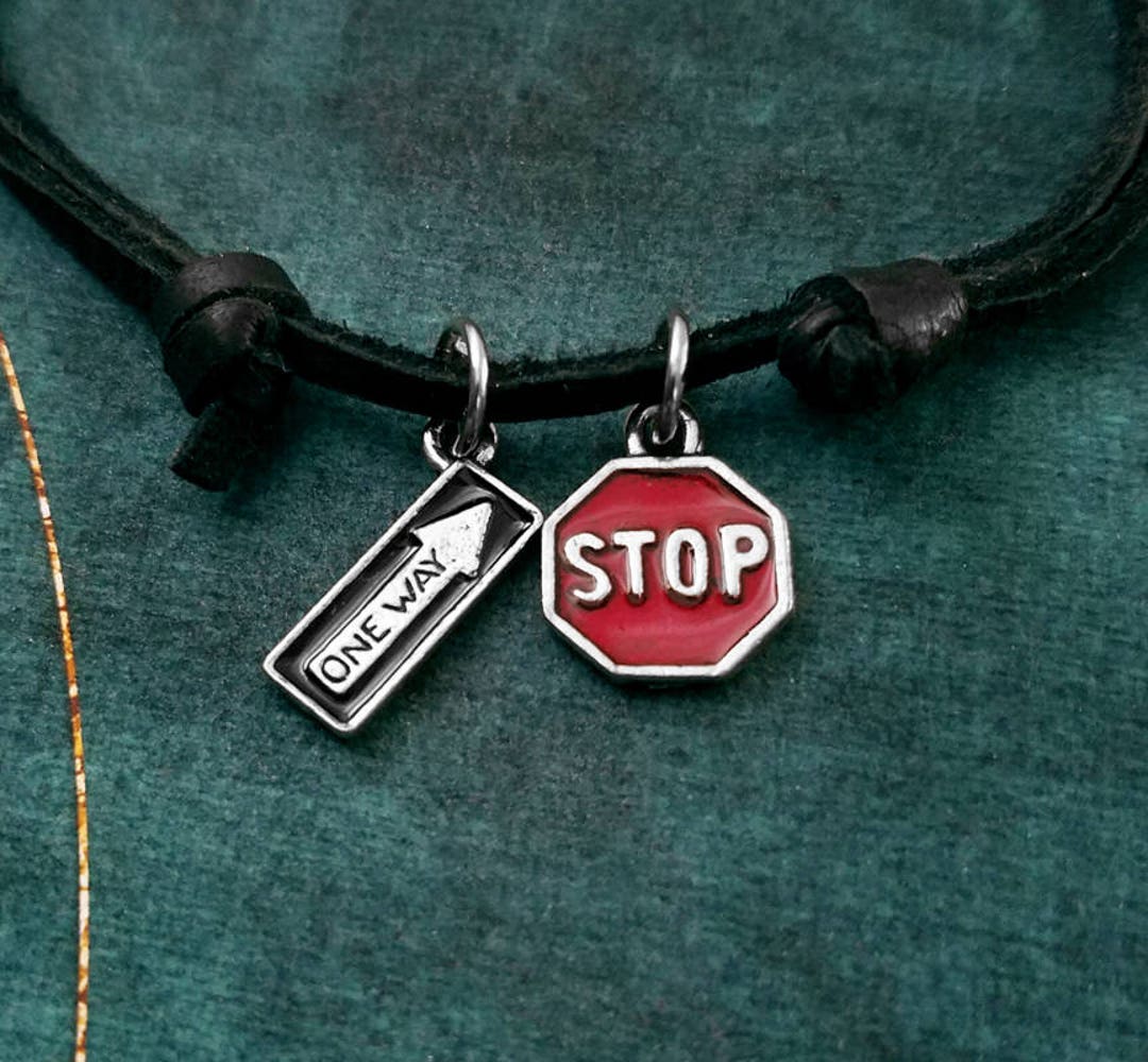 Stop Sign Necklace SMALL Stop Sign Jewelry One Way Street Sign Charm ...