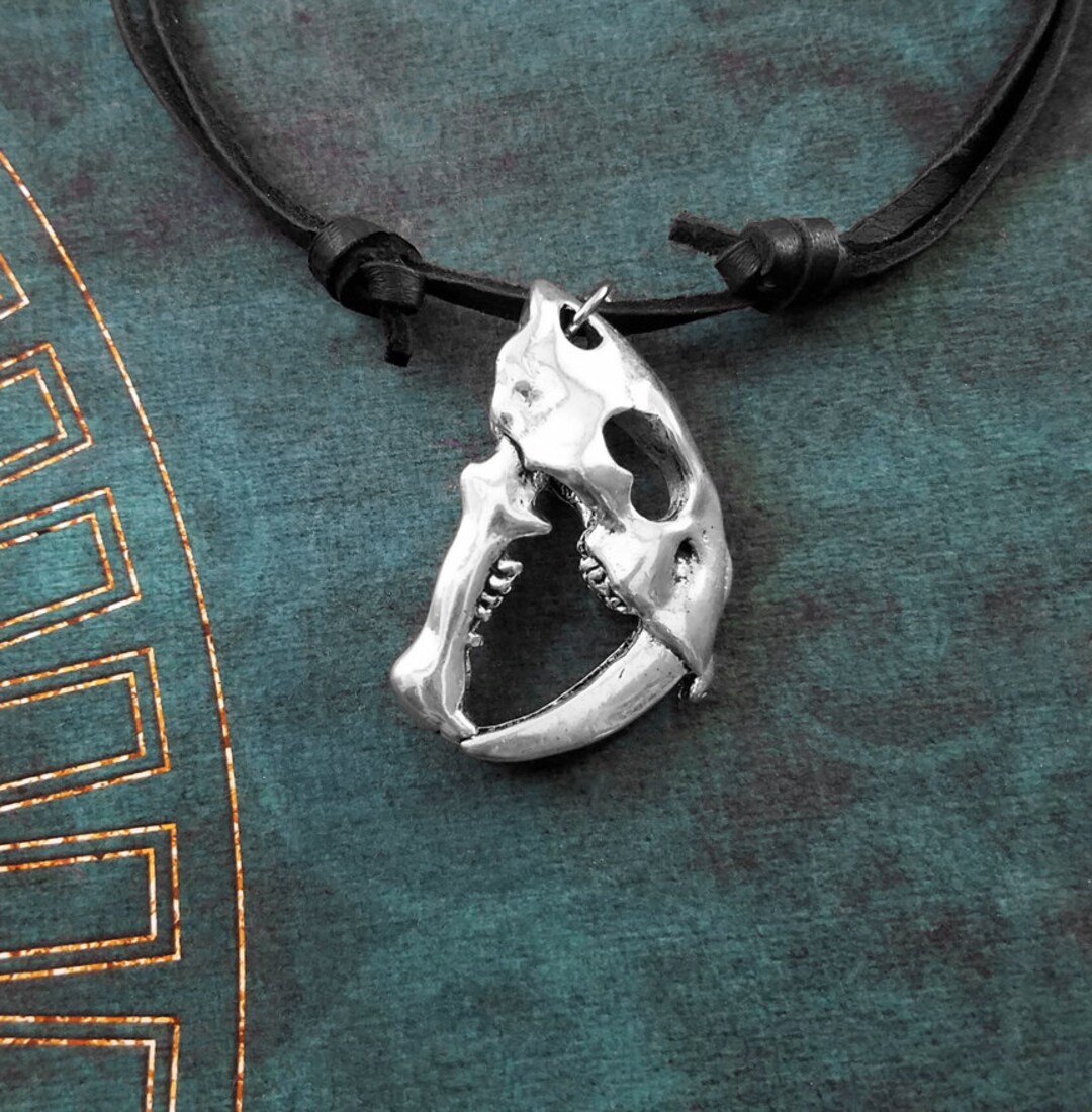 Saber Tooth Necklace LARGE Skeleton Fossil Necklace Sabre Tooth Tiger ...