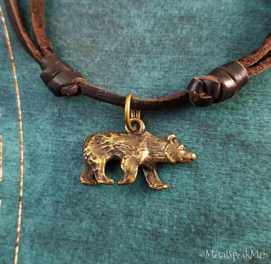 Bear Necklace Bronze Bear Jewelry Bear Pendant Necklace Bear Charm ...