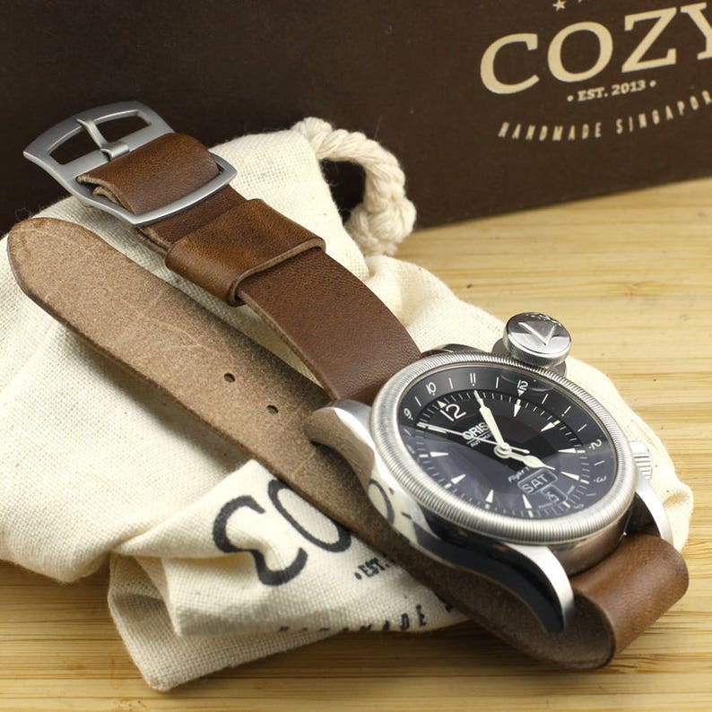 Handmade Vintage 402 Leather One Piece Watch Strap perlon - Etsy Singapore