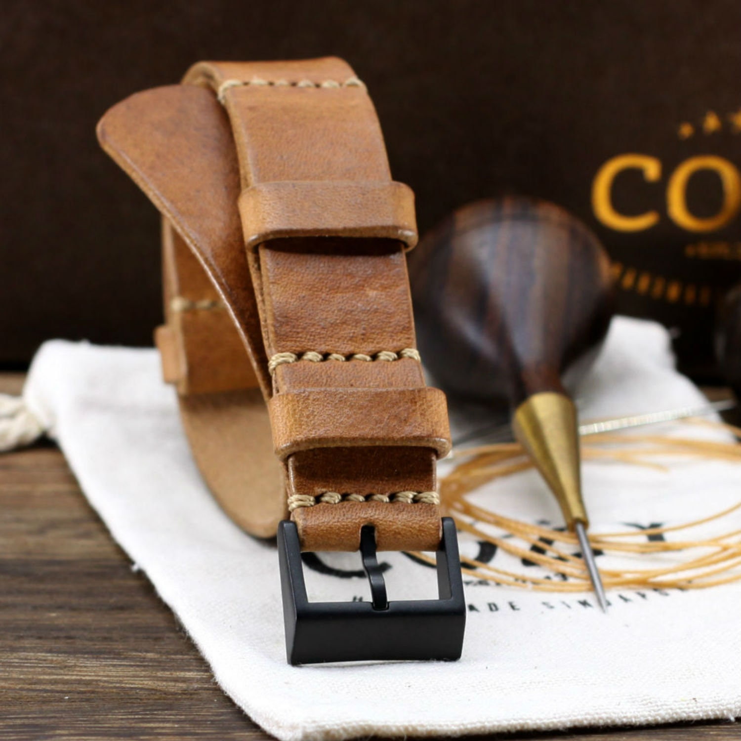 Handmade Vintage 401 Leather Watch Strap NAT2 Italian Veg | Etsy