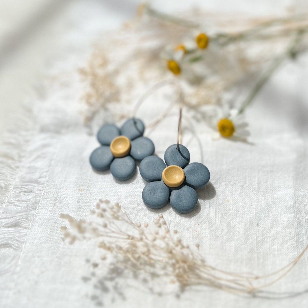 Daisy Hoops Dusty Blue - Etsy