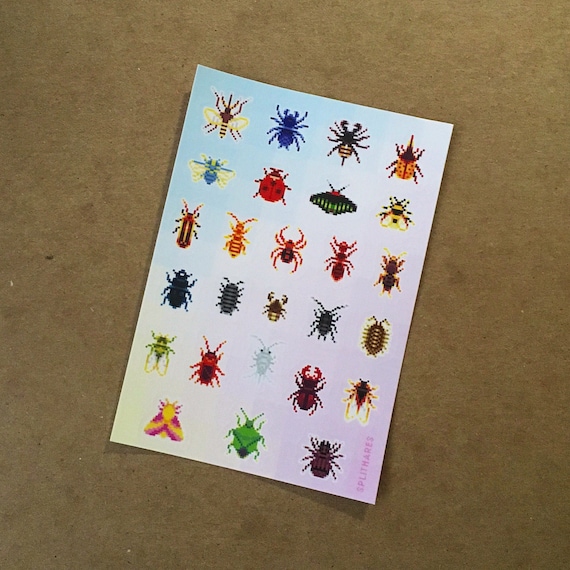 Pixel Bugs Sticker Sheet - Etsy