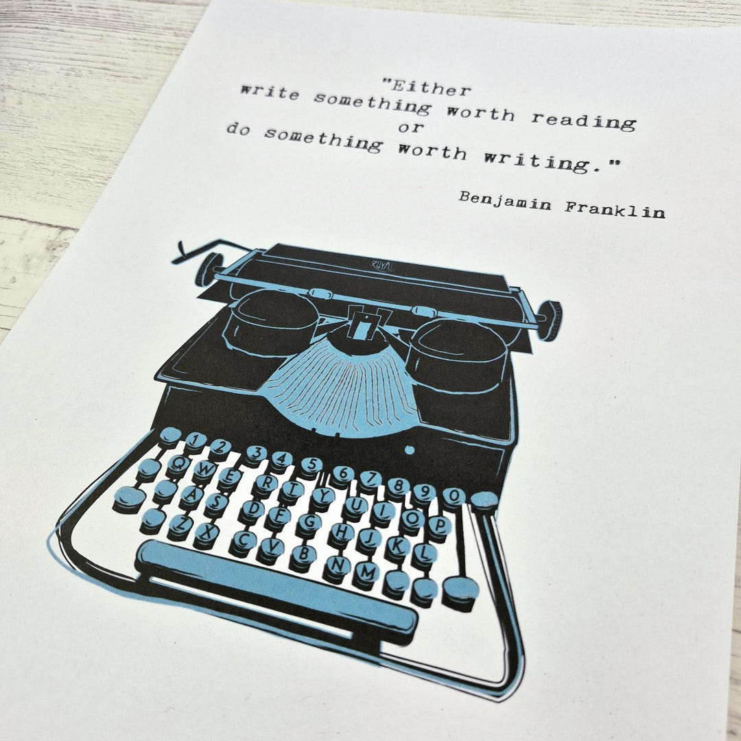 Vintage Typewriter Print, Ben Franklin Quote, Home Office Decor - Etsy