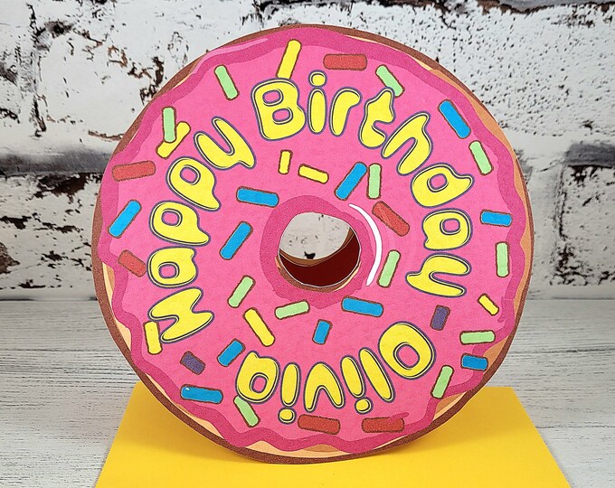 Donut Birthday Card Donut Card Happy Birthday Card Food Card From ...