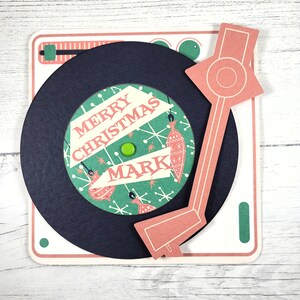 Personalised Merry Christmas Record Player Card, Retro Xmas Card, Mum ...
