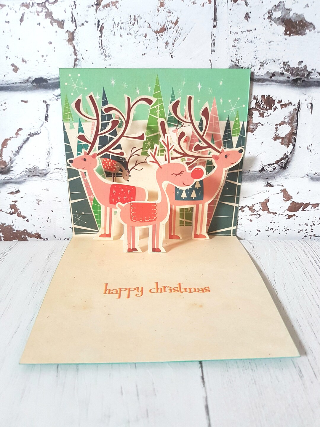Pop up Reindeer Christmas Card, Handmade Christmas Card, Christmas Card ...