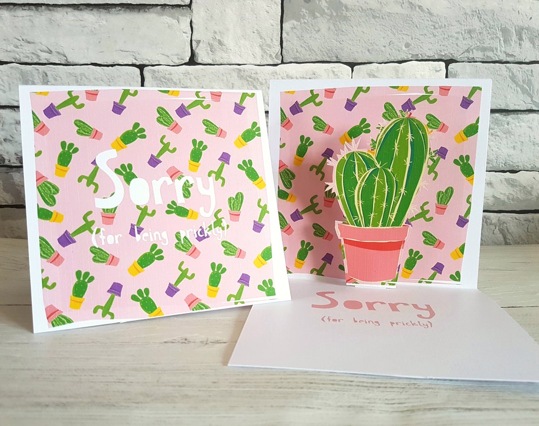 Sorry Card, Cactus Card, Sorry for Being Prickly, Apology Card, Make up ...
