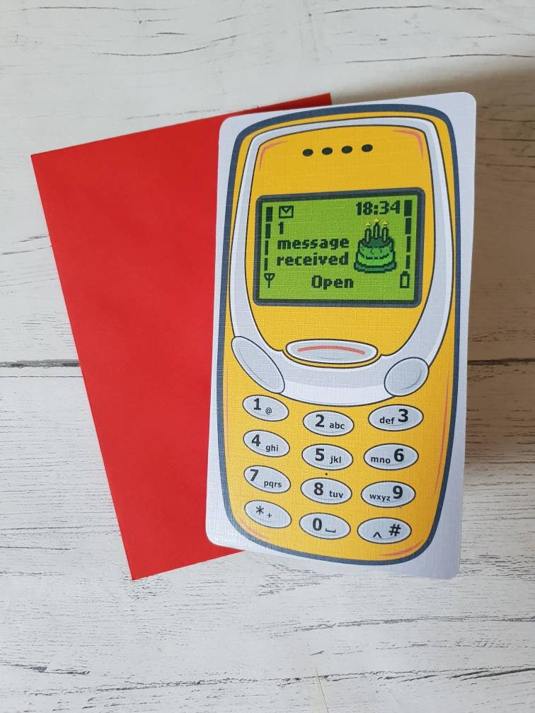 Personalised Retro Cell Phone Birthday Card - Etsy