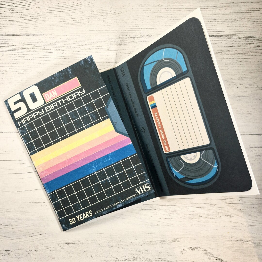 Personalised 50th Birthday VHS Card, Retro 80s Film Lover Card, Special ...