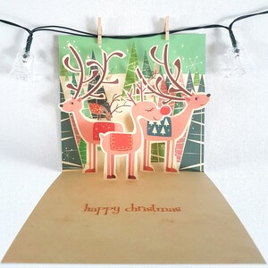 Pop up Reindeer Christmas Card, Handmade Christmas Card, Christmas Card ...
