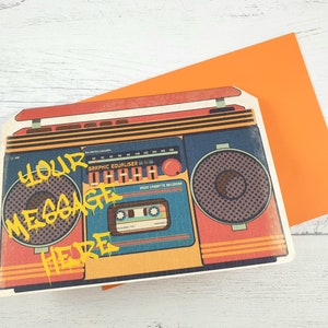90s Boombox Personalised Card, 80s Ghetto Blaster Birthday Card, Write ...