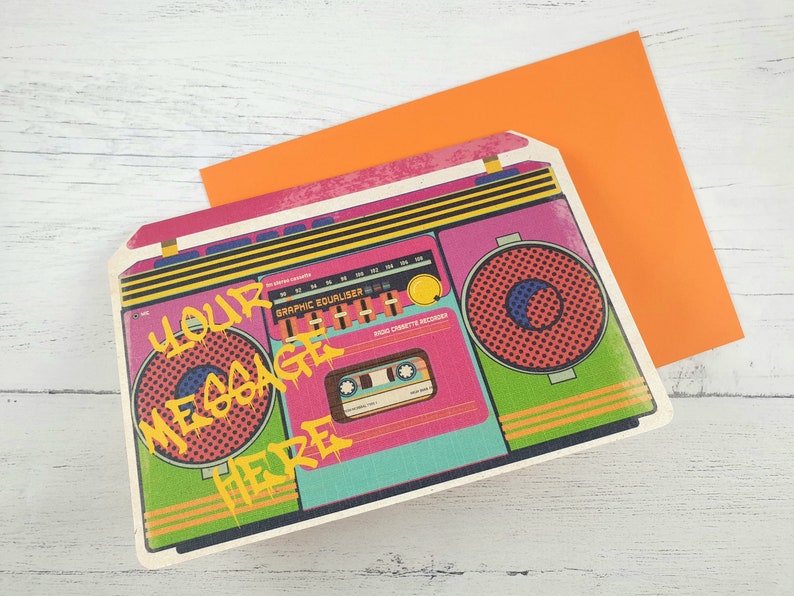 90s Boombox Personalised Card 80s Ghetto Blaster Birthday - Etsy