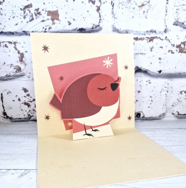 Robin Pop-up Christmas Card for Daughter – Handmade 3D Xmas Card - Etsy