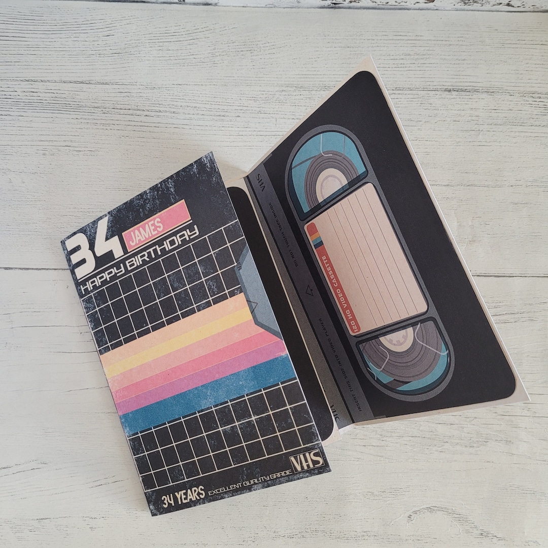 Personalised VHS Birthday Card, Retro 80s 90s Video Cassette Tape, Any ...