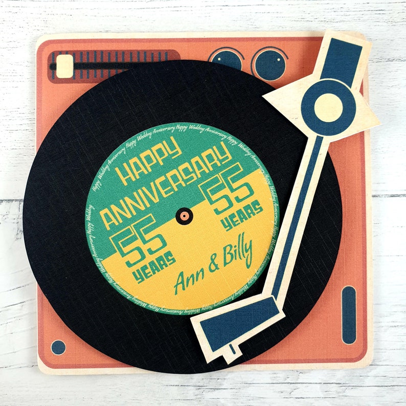 Personalised Record Player Anniversary Card Golden Wedding - Etsy