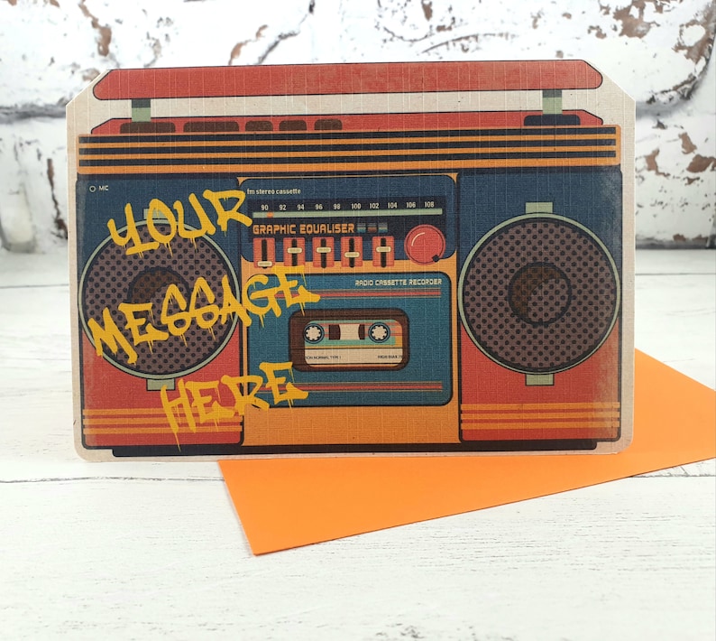 90s Boombox Personalised Card 80s Ghetto Blaster Birthday - Etsy