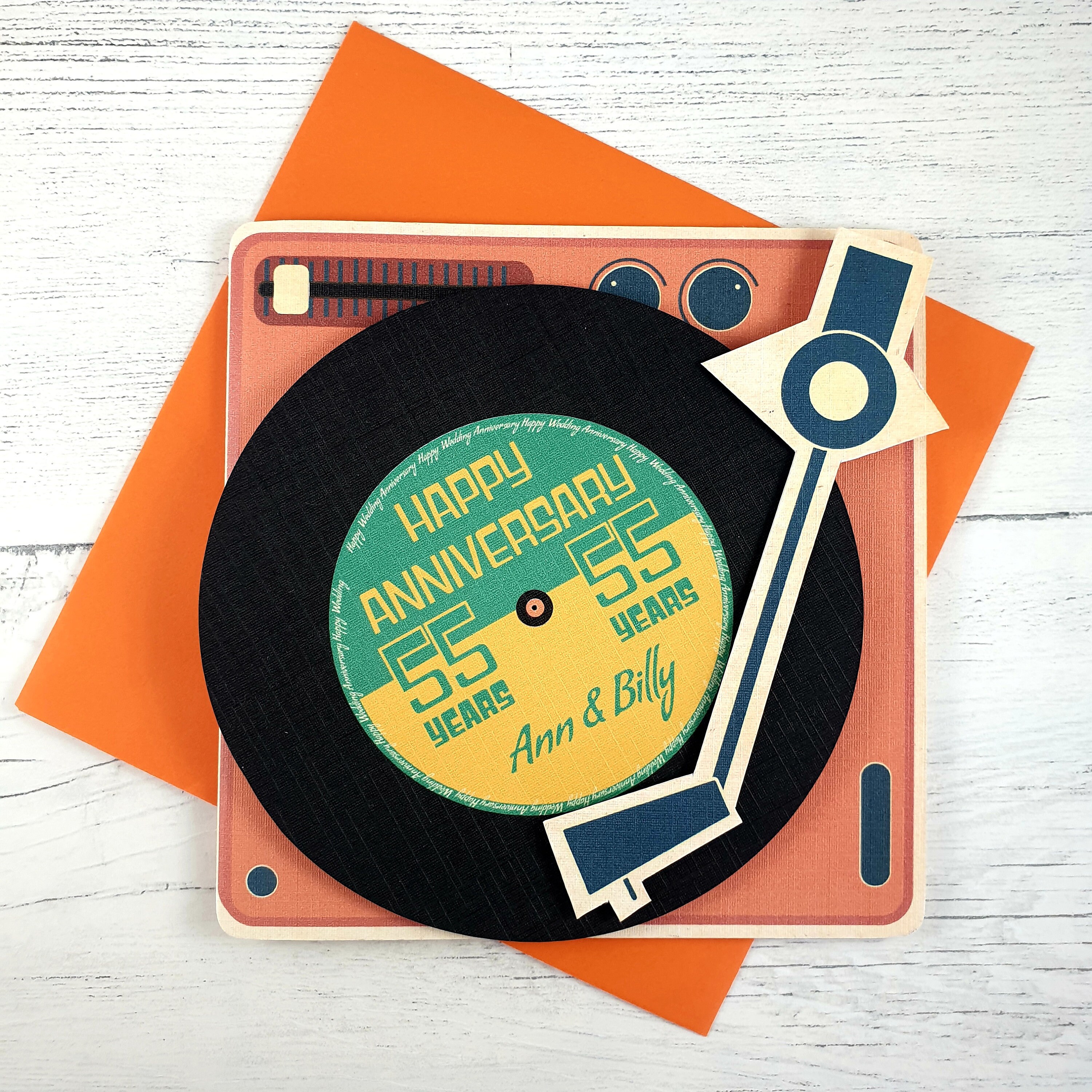 Personalised Record Player Anniversary Card Golden Wedding - Etsy