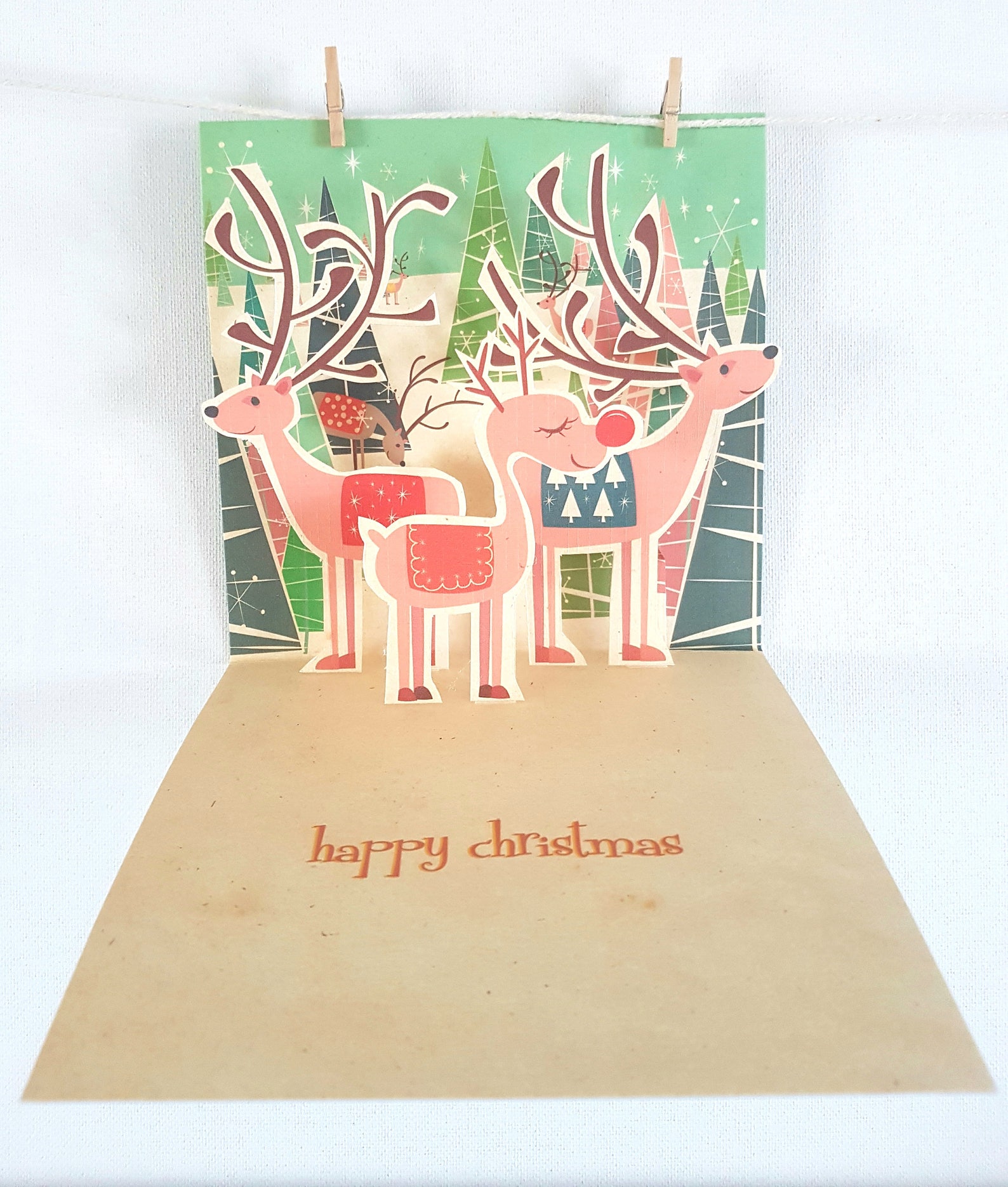 Pop up Reindeer Christmas Card Handmade Christmas Card - Etsy