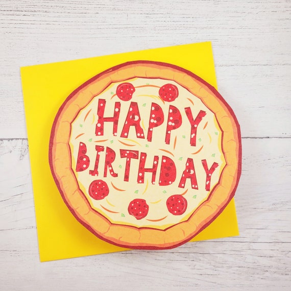 Happy Birthday Pizza Card Card for Boyfriend Girlfriend Son - Etsy