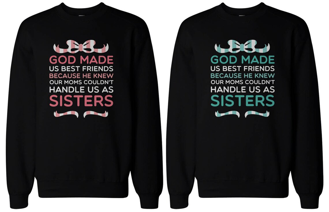 God Made Us Best Friends Cute Funny Trendy Graphic BFF Couple Black ...