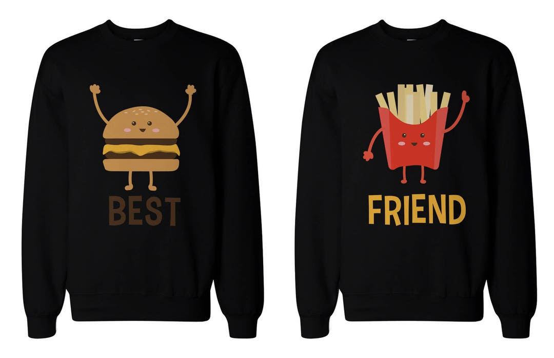 Burger and Fries Best Friend Cute Funny Trendy Graphic BFF Couple Black ...