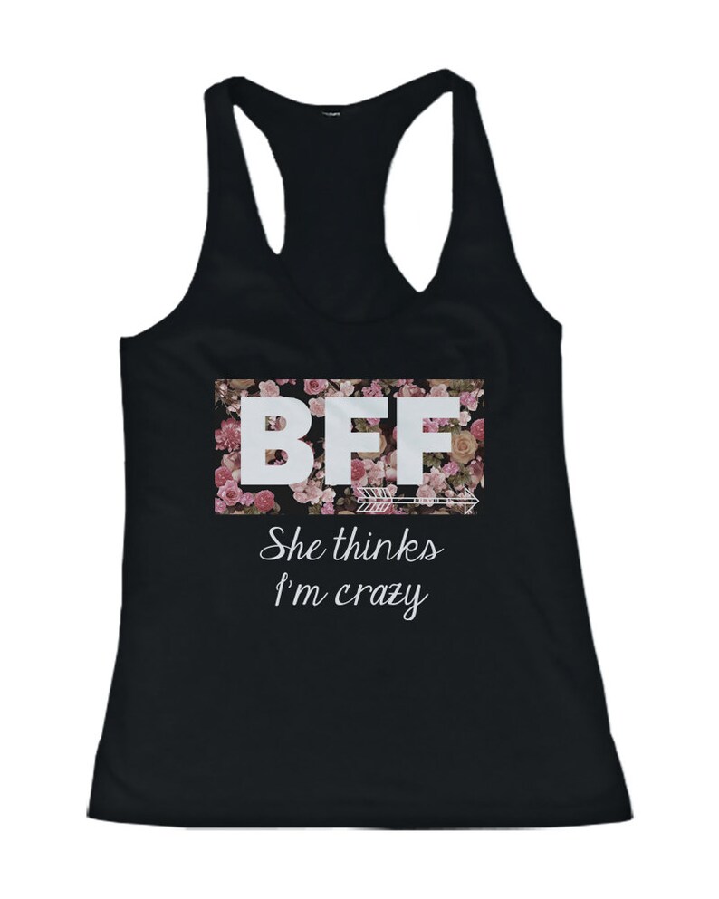 Cute Best Friend Tank Tops Crazy BFF Floral Print Matching Tanks FTT012 ...
