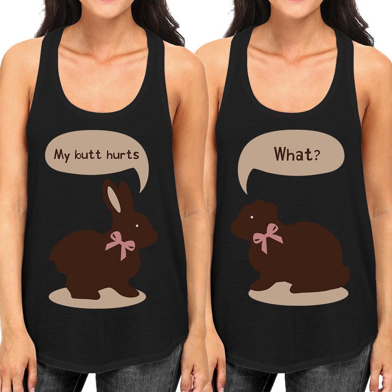 Funny Easter Joke BFF Tanks Easter Bunny Chocolate Best Friends ...