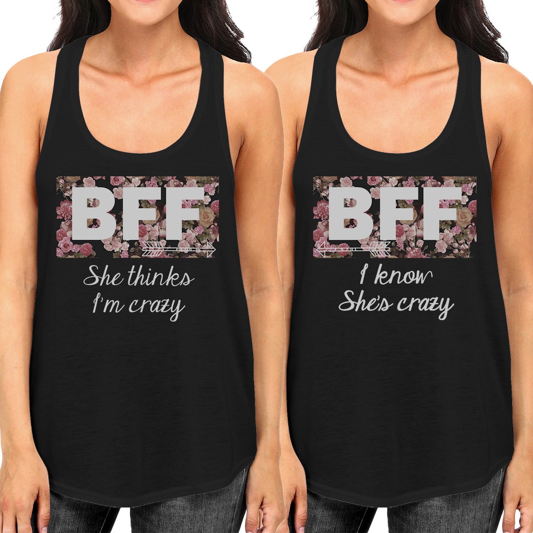 Cute Best Friend Tank Tops - Crazy BFF Floral Print Matching Tanks ...