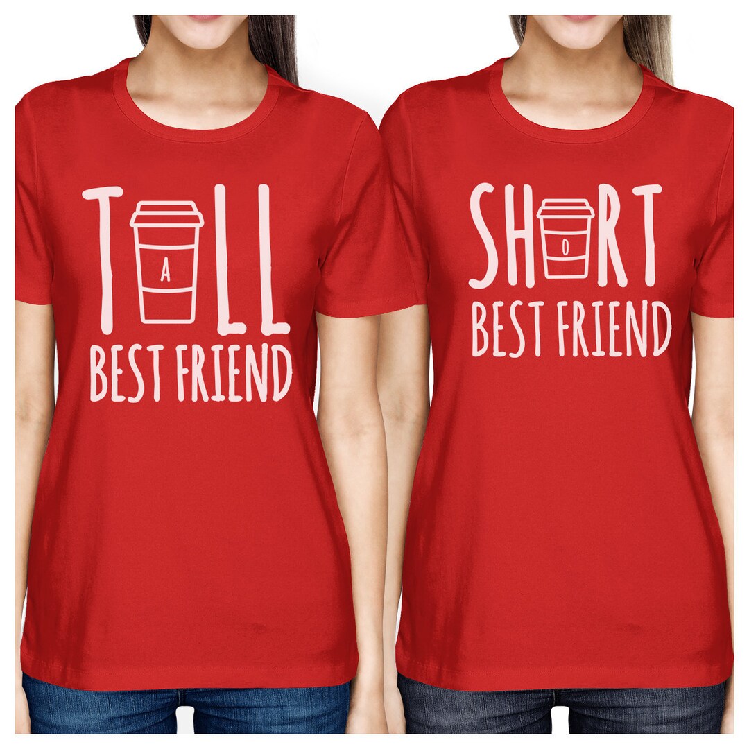 Short and Tall Best Friends Red Matching Outfits - BFF Friendship T ...