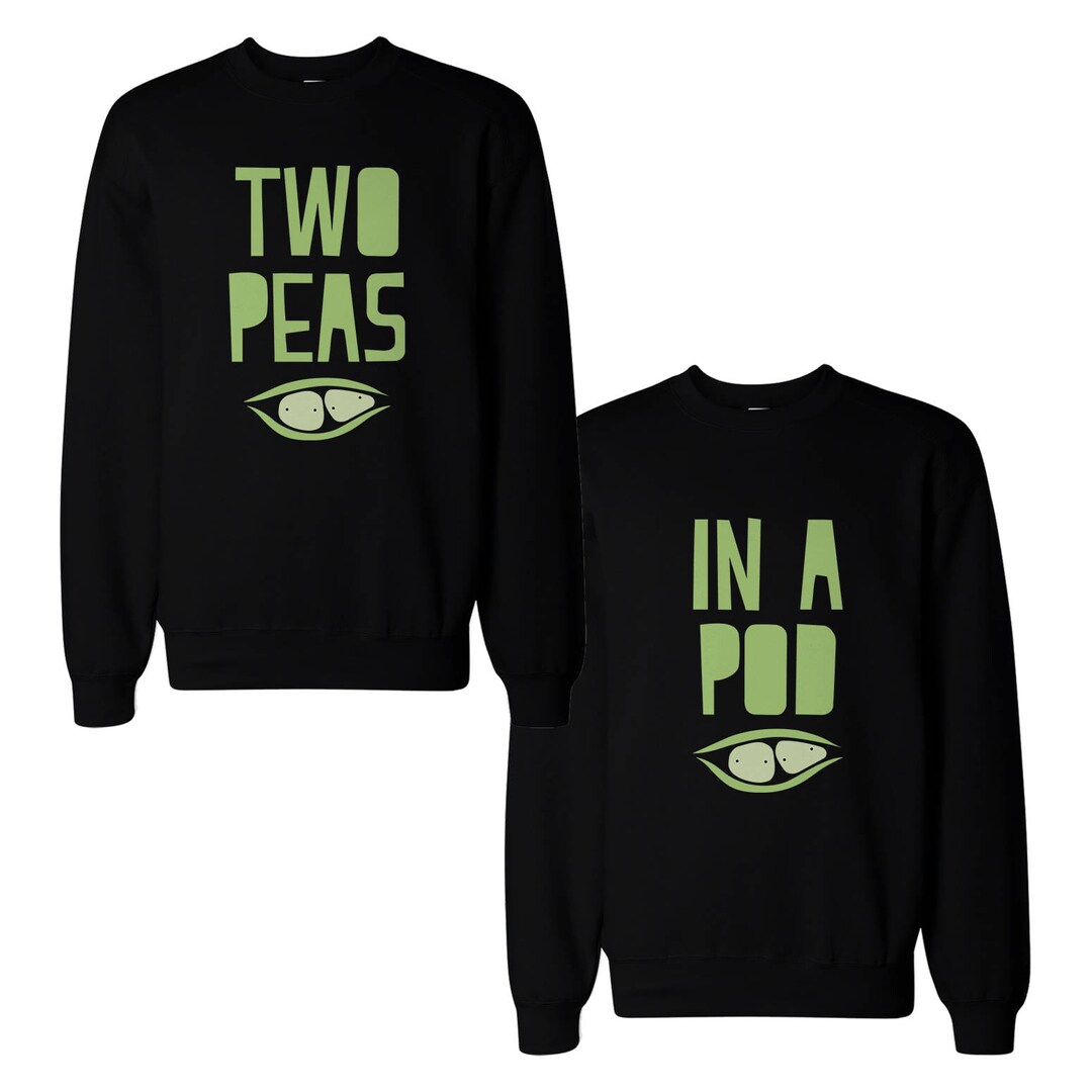 Two Peas in A Pod Cute Funny Trendy Graphic BFF Couple Black ...