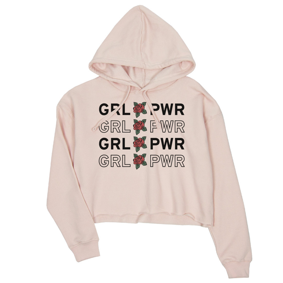 GRL PWR Crop Hooded Sweatshirt Girl Power Rose Flower Cropped Hoodie Bffs Matching Outfits ...