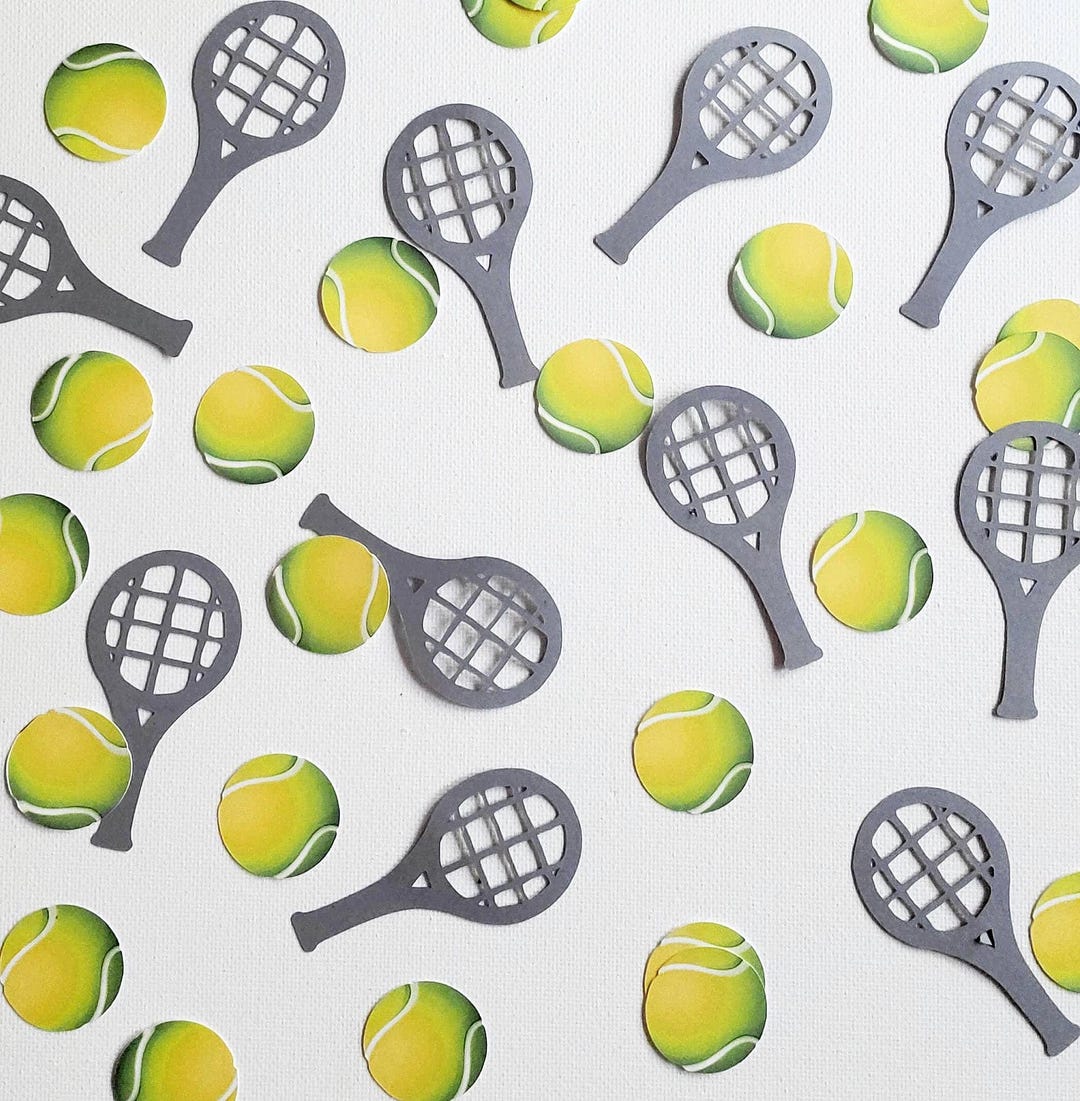 Tennis Ball and Racquet Confetti, Tennis Party Decor, Tennis Themed ...