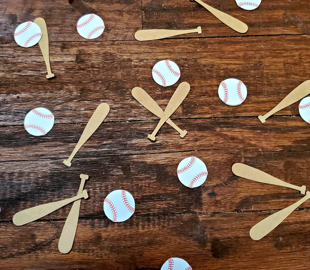 Baseball Party Confetti, Wood Grain Bats, Sports Birthday Decor (100pcs ...