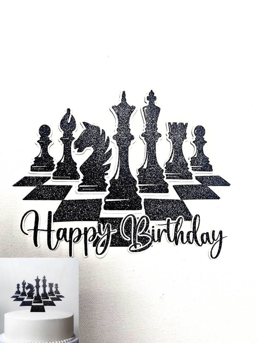 Chessboard Theme Cake Topper, Chess Themed Birthday Party Topper, Chess ...