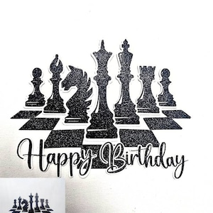 Chessboard Theme Cake Topper, Chess Themed Birthday Party Topper, Chess ...
