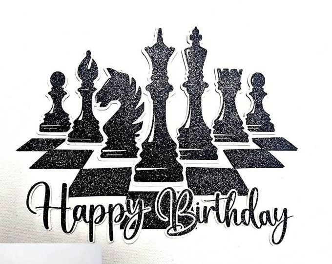 Chess Happy Birthday Cake Topper, Chess Birthday Cake Topper, Chess ...