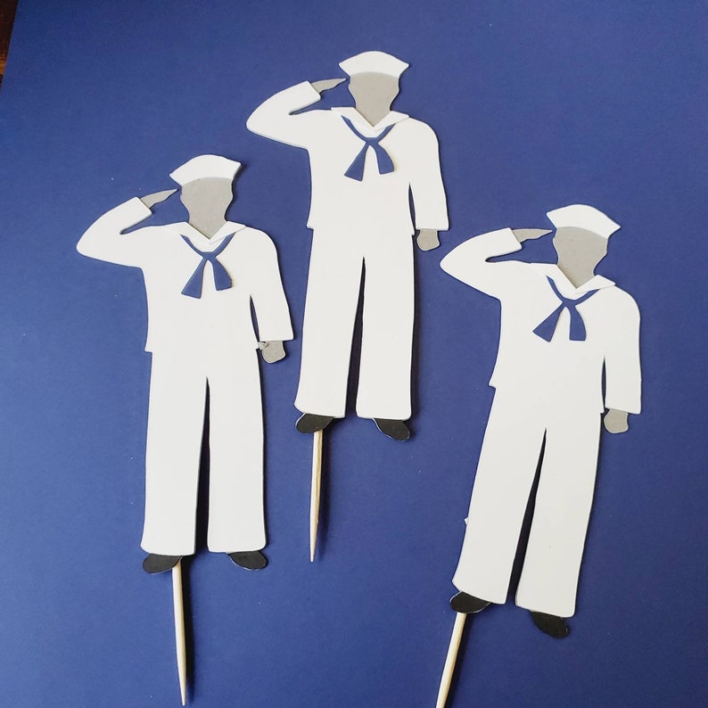 Navy Military Sailor Cupcake Toppers - Military Party Decoration ...