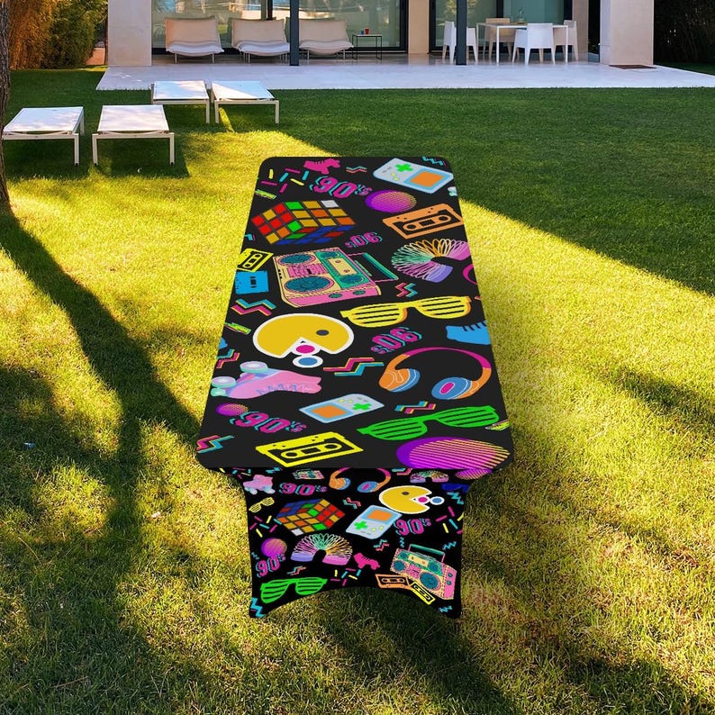 90s Party Tablecover Decoration | Back to the 90s | Throwback Table ...