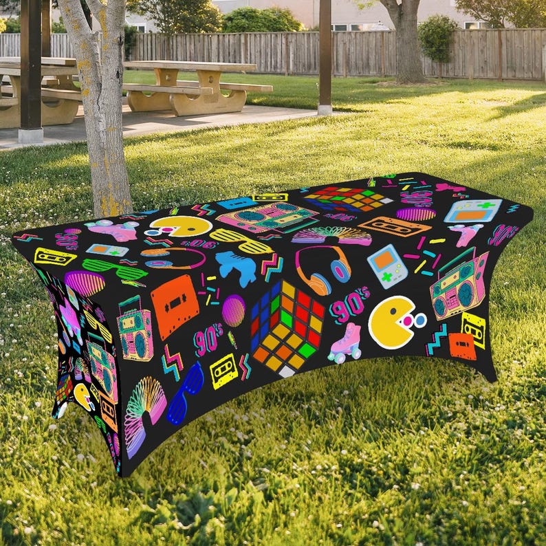 90s Party Tablecover Decoration | Back to the 90s | Reusable Throwback ...