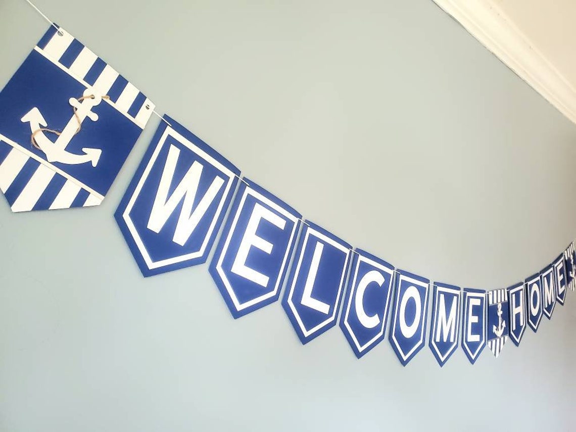 Navy Military Banner Welcome Home Nautical Banner | Etsy
