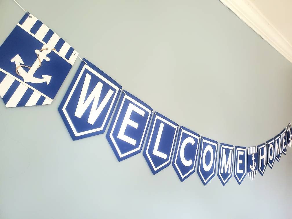 Navy Military Banner Welcome Home Nautical Banner | Etsy