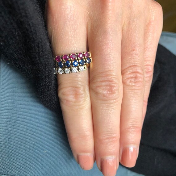 Vintage Diamond Stacking Ring, Ruby Sapphire Diamond … - Gem