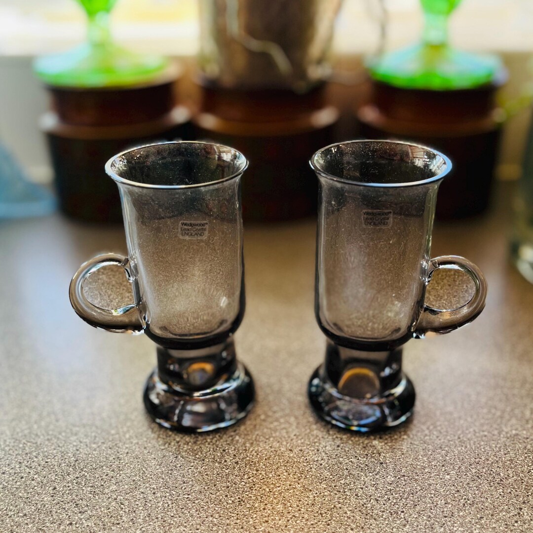 Vintage Wedgwood Seamus Frank Thrower Irish Coffee Glasses Smoked Grey ...