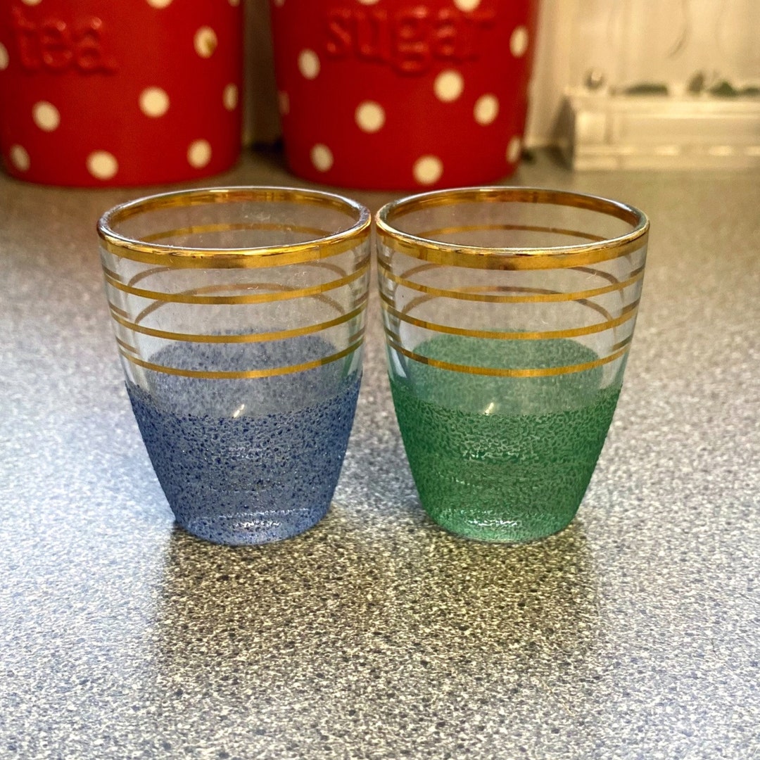 Vintage Frosted Glass and Gold Rim Shot Glasses X 2 - Etsy
