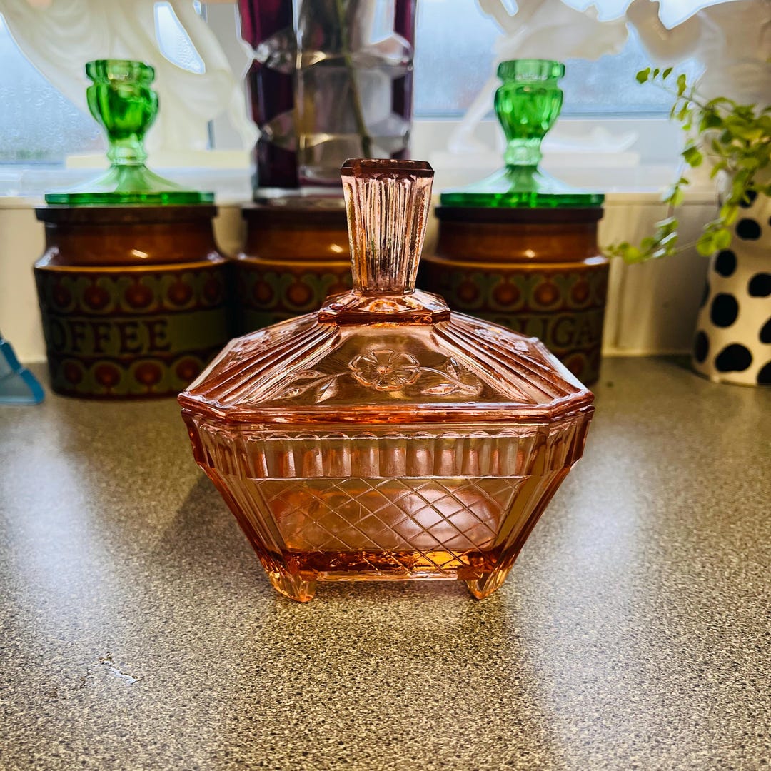 Vintage Art Deco Salmon Pink Bon Bon Glass Dish - Etsy