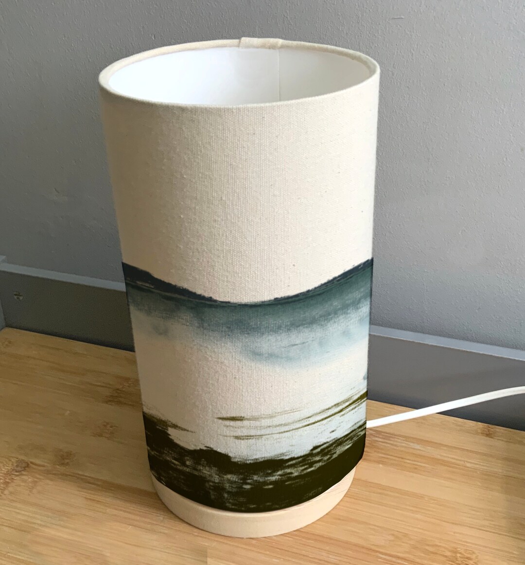 Tube Shaped Table Light With Wooden Base and Original Cream - Etsy