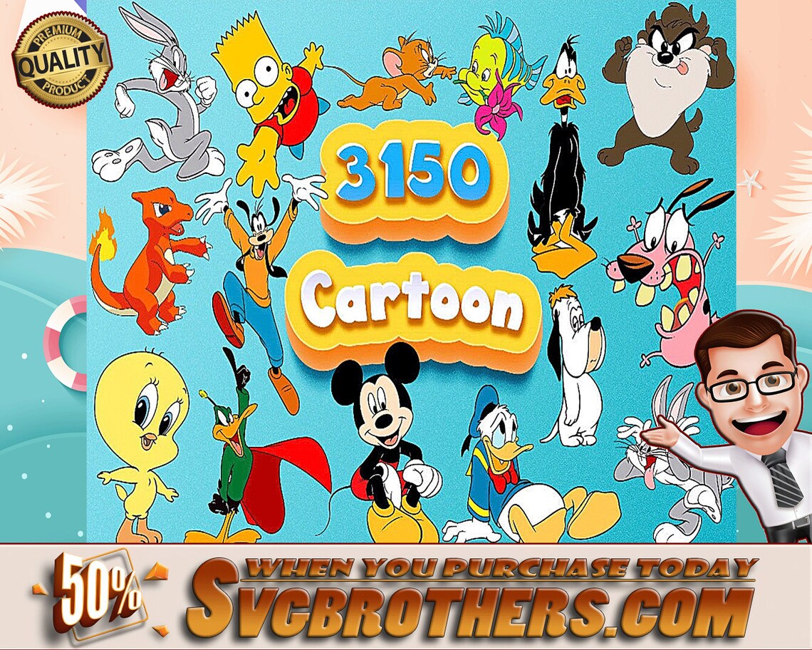 Cartoon Characters Svgs - Etsy